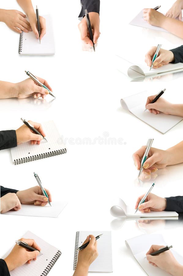 Collection of Hands Holding Different Stationary Objects Stock Photo ...