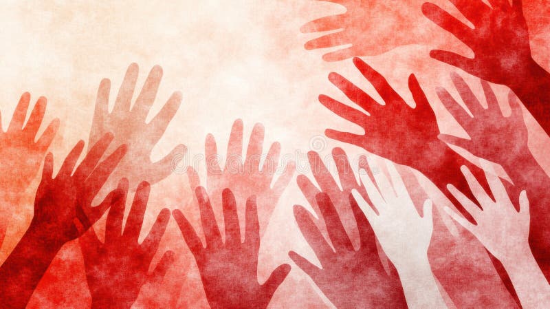 Hands Reaching Upwards in a Gradient of Red Tones Symbolize Unity and ...