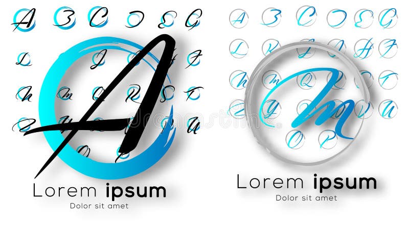 Alphabet Letter Merging Logo Collection. Vector Design with Isolated ...