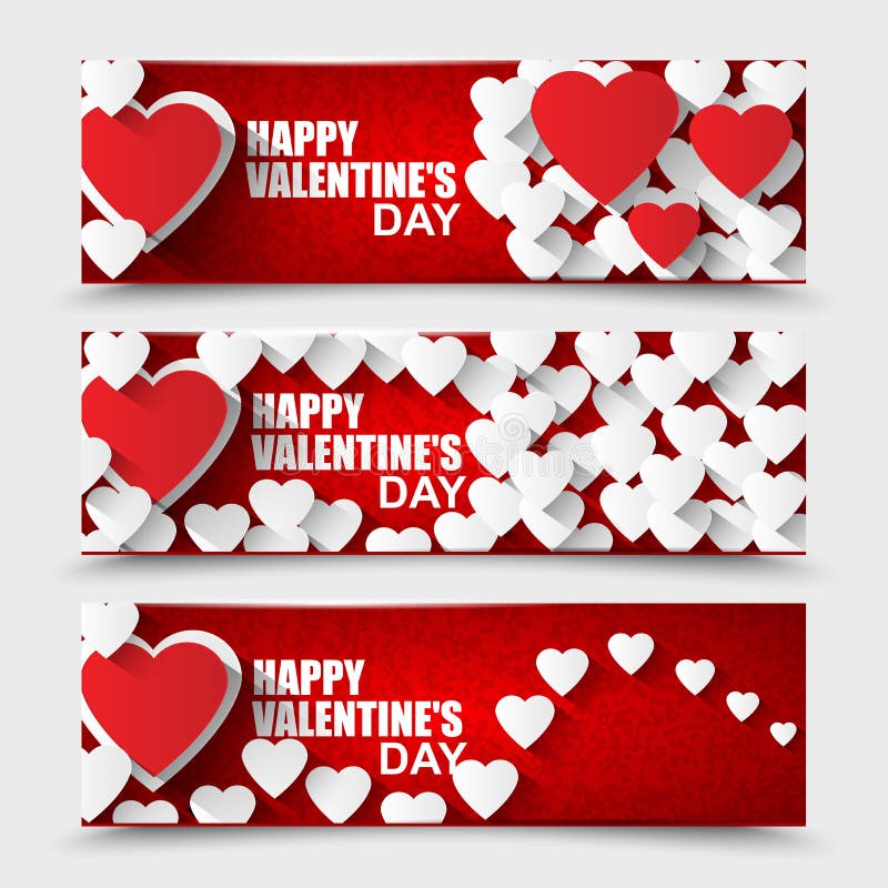 Collection Happy Valentines Day Banners Stock Vector - Illustration of ...