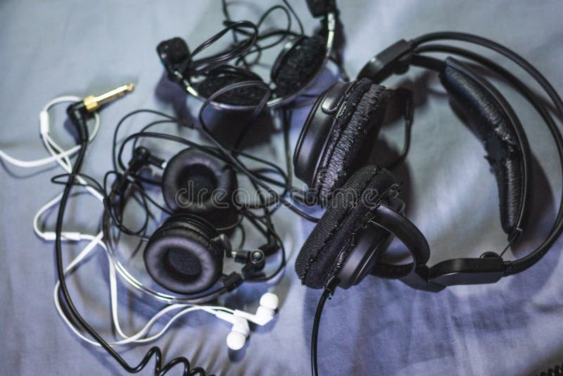 Collection of Headphones of Different Types Stock Image - Image of ...