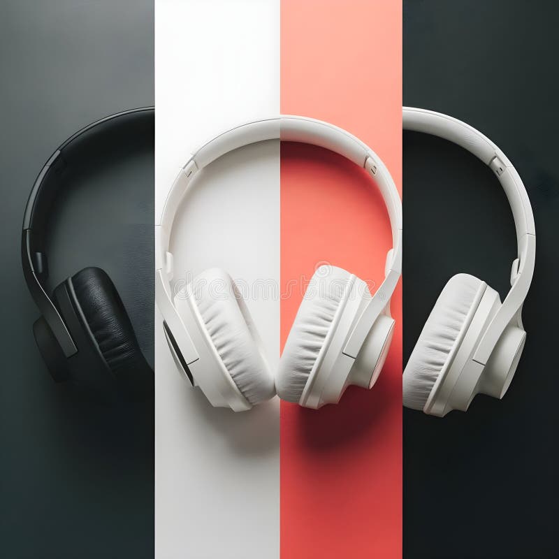 Collection of Headphones in Four Different Colors Stock Illustration ...