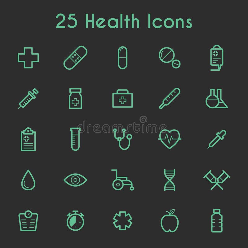 Collection of Health Icons. Vector Illustration Decorative Design Stock ...