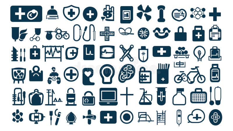 Collection of Health-related Icons in Blue Stock Photo - Image of ...