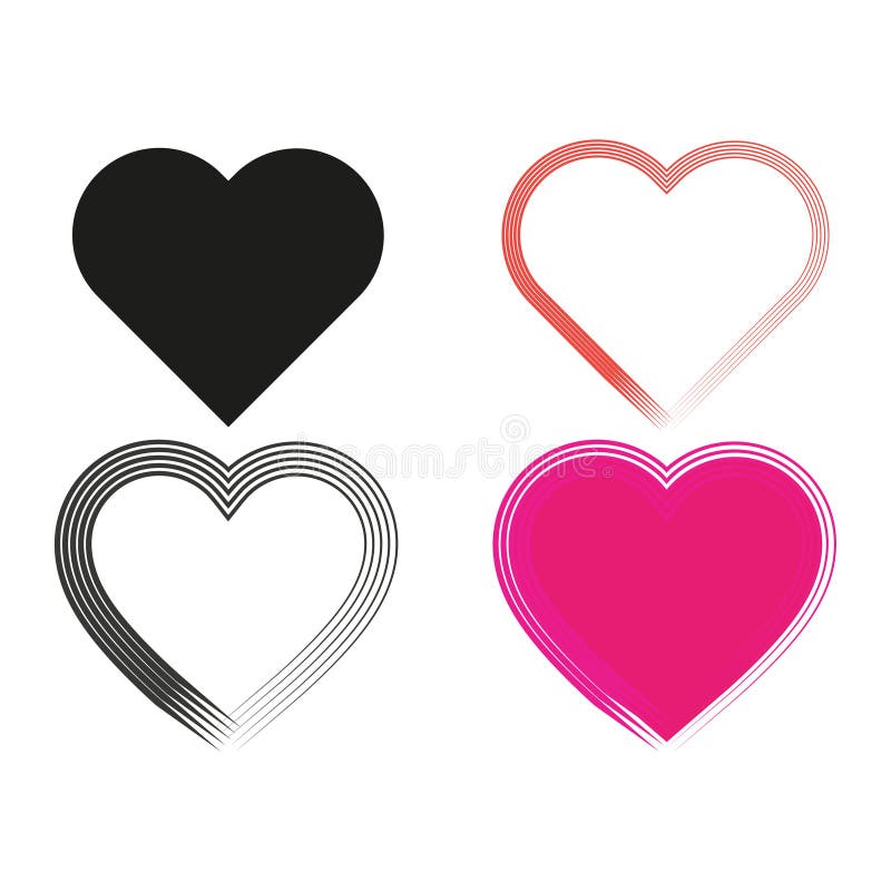 Collection of Heart, Love Symbol Icon Set, Love Symbol. Vector ...