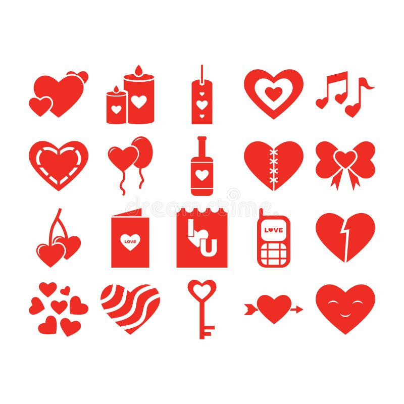 Collection of Heart Shape Items. Vector Illustration Decorative Design ...