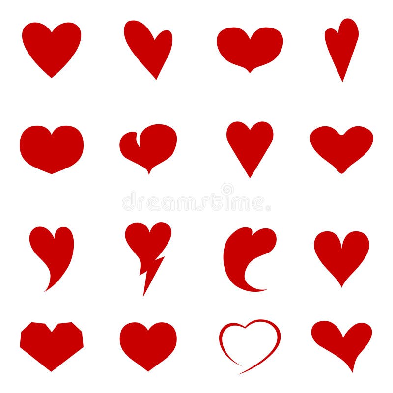 Collection of Hearts of Different Shapes Stock Vector - Illustration of ...