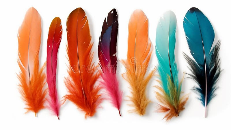Collection of Hen Feathers in an Array of Stunning Colors Stock ...