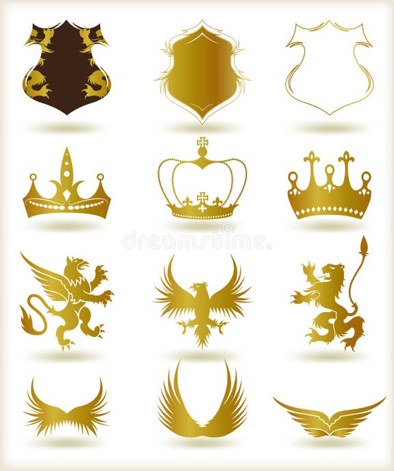 Collection Heraldic Gold Elements. Vector Stock Vector - Illustration ...