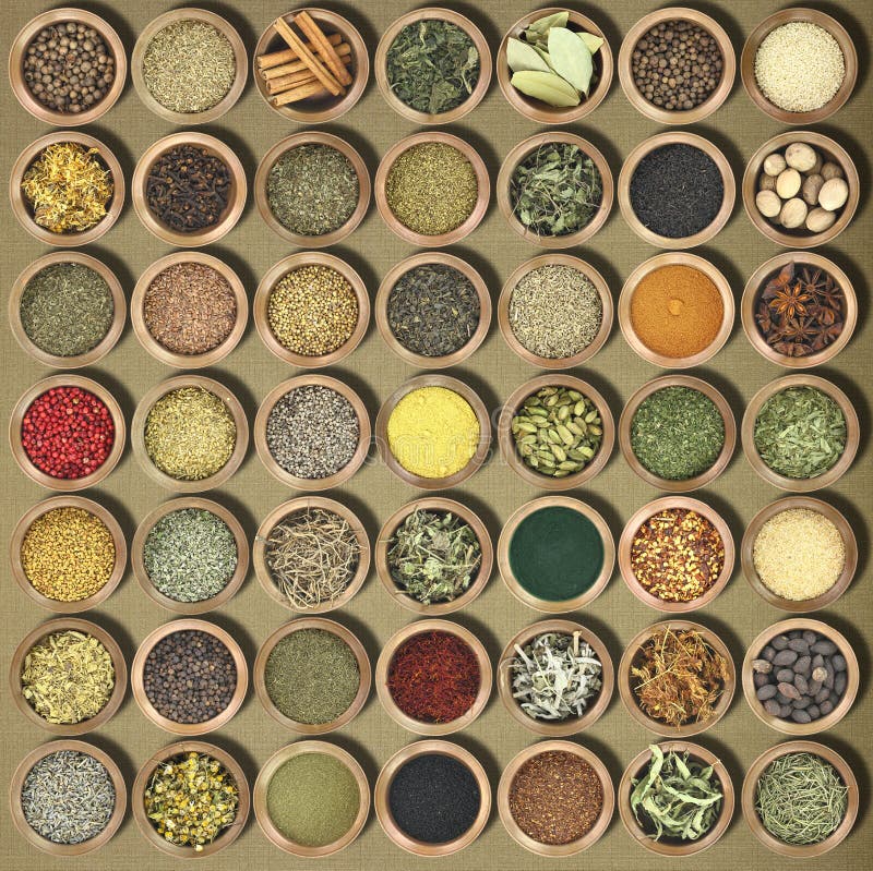 Large Collection of Different Spices and Herbs Stock Image - Image of ...