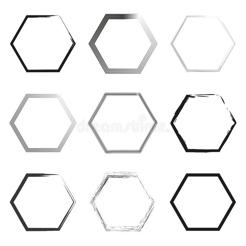 Collection of Hexagon Frame Designs. Set of Geometric Shapes with ...