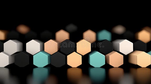 A Collection of Hexagonal Objects in Various Colors and Sizes, Arranged ...
