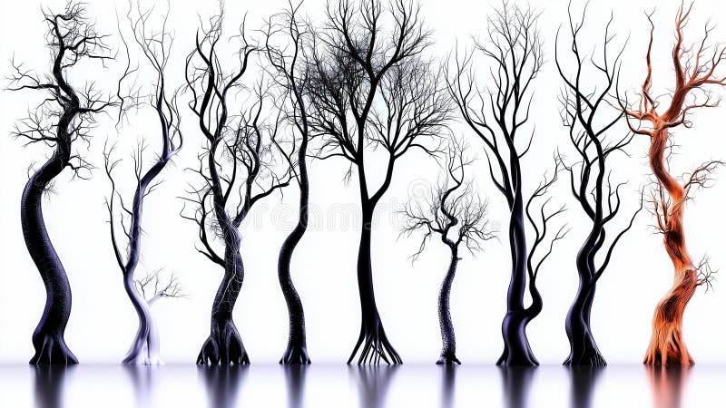 Diverse Tree Silhouettes Collection Stock Illustration - Illustration ...