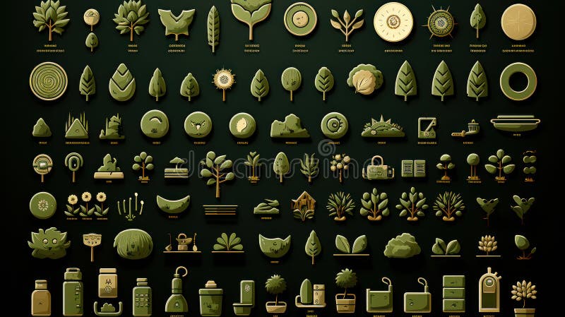 Icon Set, Simple, High Quality, Elegance, Dark Olive-Green, White ...