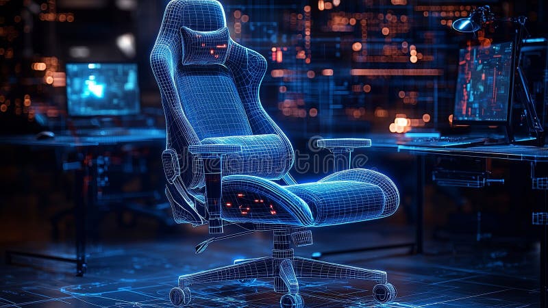 Futuristic Gaming Chair Blueprints Stock Illustration - Illustration of ...