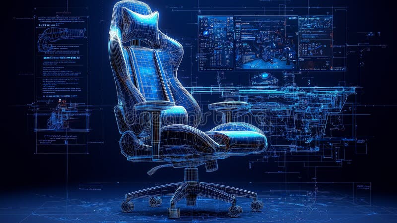 Futuristic Gaming Chair Blueprints Stock Illustration - Illustration of ...