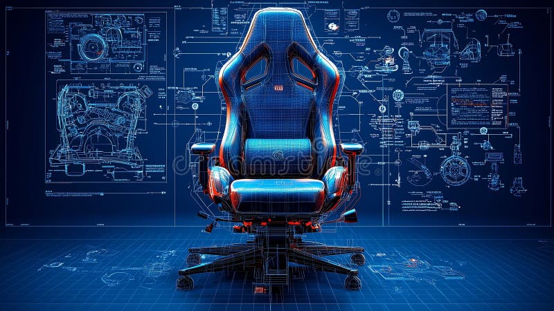 Futuristic Gaming Chair Blueprints Stock Illustration - Illustration of ...