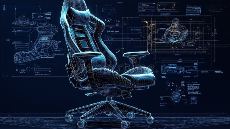 Futuristic Gaming Chair Blueprints Stock Illustration - Illustration of ...
