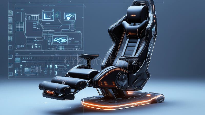 Futuristic Gaming Chair Blueprints Stock Illustration - Illustration of ...