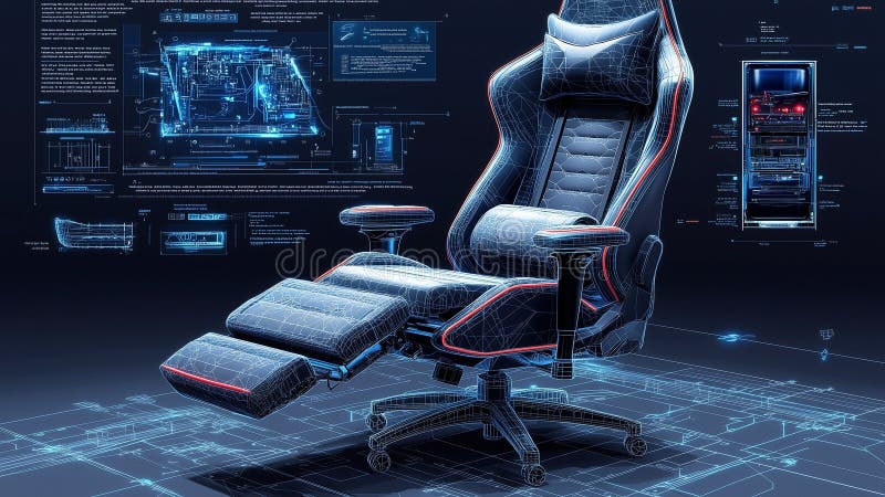Futuristic Gaming Chair Blueprints Stock Illustration - Illustration of ...
