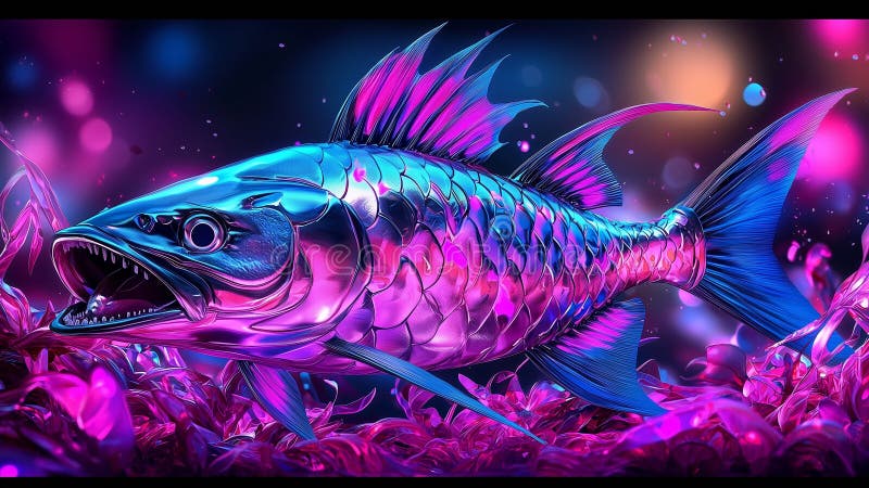 Stylized Vibrant Fish with Unique Textures and Bold Colors Stock ...