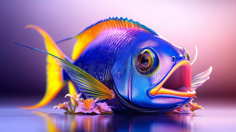 Stylized Vibrant Fish with Unique Textures and Bold Colors Stock ...