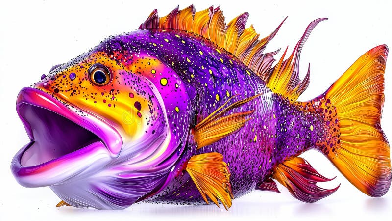 Stylized Vibrant Fish with Unique Textures and Bold Colors Stock ...