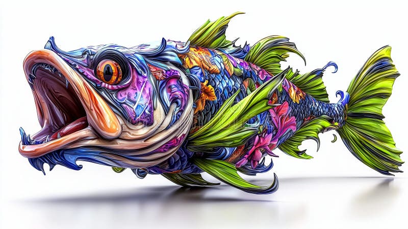 Stylized Vibrant Fish with Unique Textures and Bold Colors Stock ...