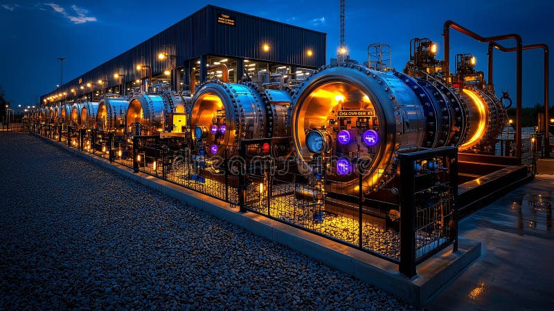 Advanced Energy Processing and Compressor Stations Stock Illustration ...