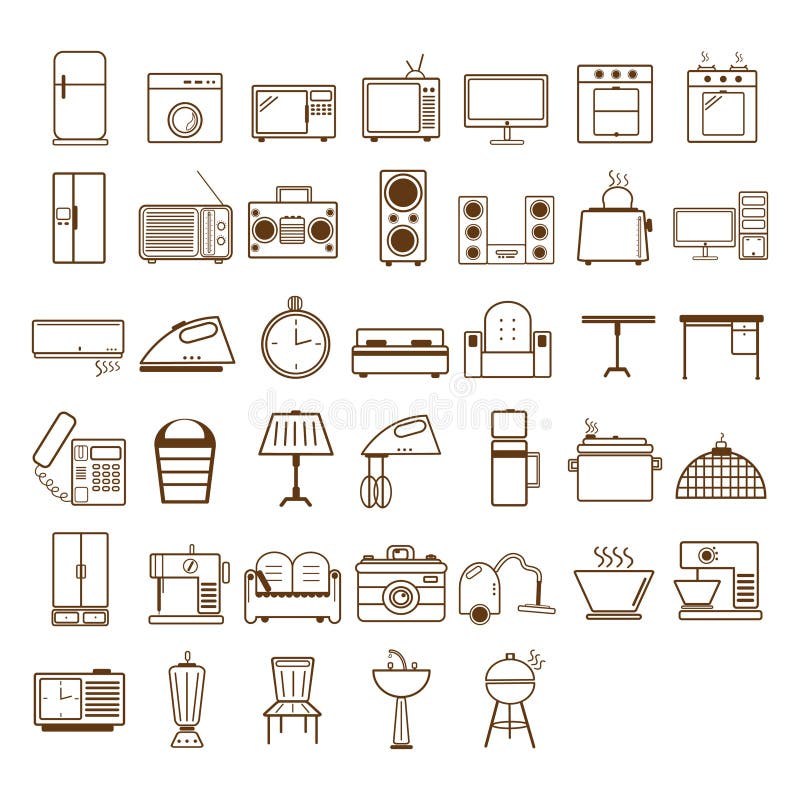 Collection of Home Appliances. Vector Illustration Decorative Design ...