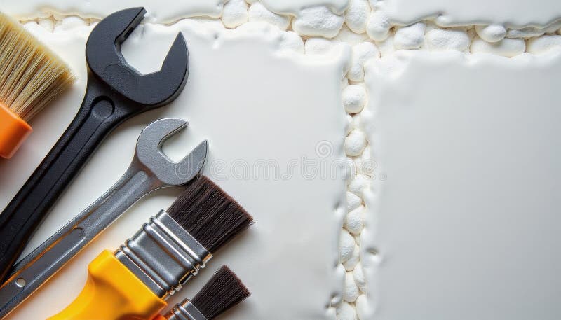 Collection of Home Repair and Renovation Tools Placed on a White ...