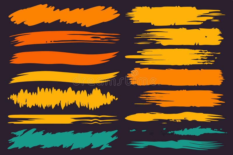 A Collection of Horizontal Brush Strokes in Shades of Orange and Yellow ...