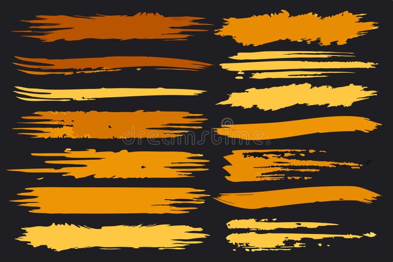 A Collection of Horizontal Brush Strokes in Shades of Orange and Yellow ...