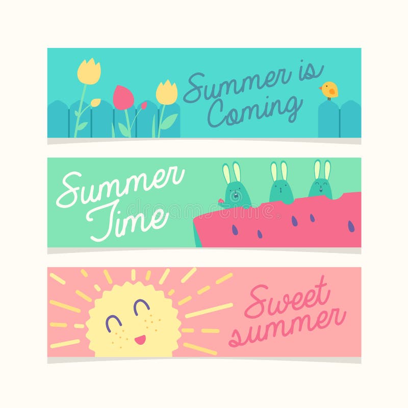 Collection of Horizontal Summer Banners. Sweet Summer Banner Design ...