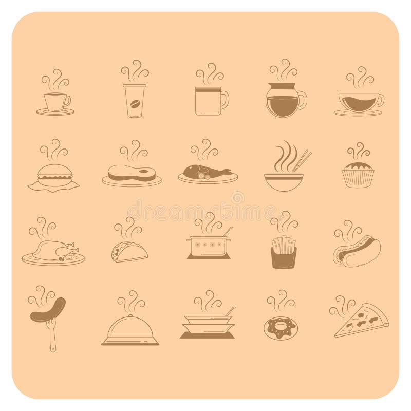 Collection of Hot Food Items. Vector Illustration Decorative Design ...