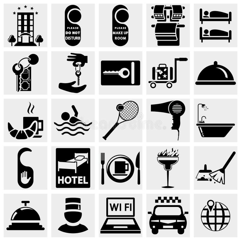 Hotel and Hospitality Icons Stock Vector - Illustration of drawing ...