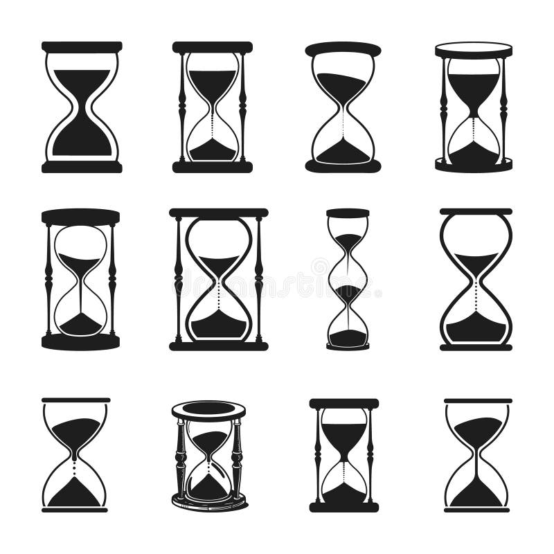 Collection of Hourglass Silhouette Illustrations, Giant Sand Timer SVG ...