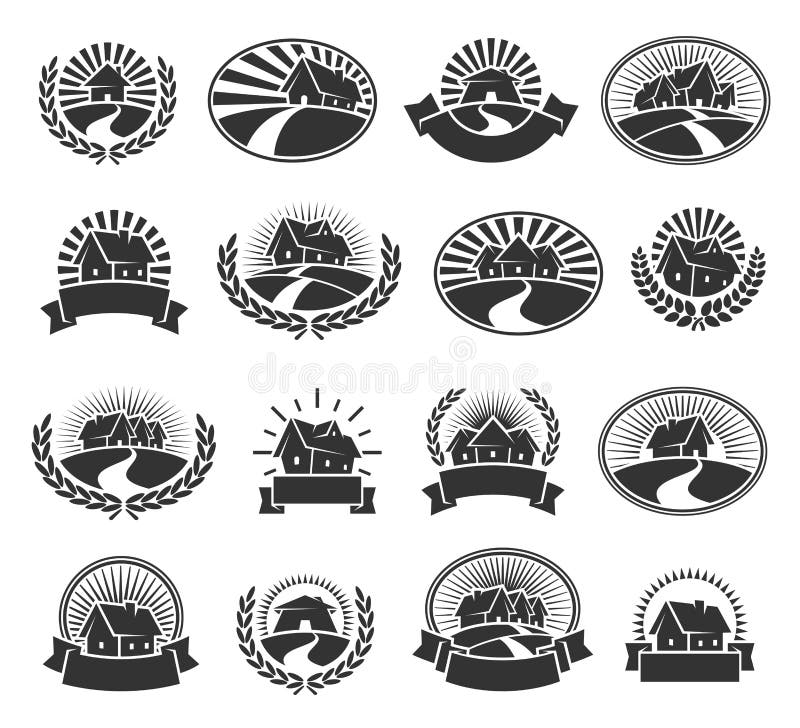 Collection House Labels and Elements Set, Edit Size and Color, Vector ...