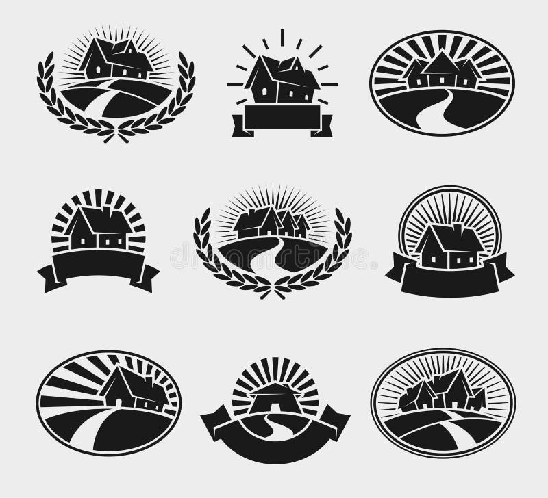 Collection House Labels and Elements Set, Edit Size and Color, Vector ...