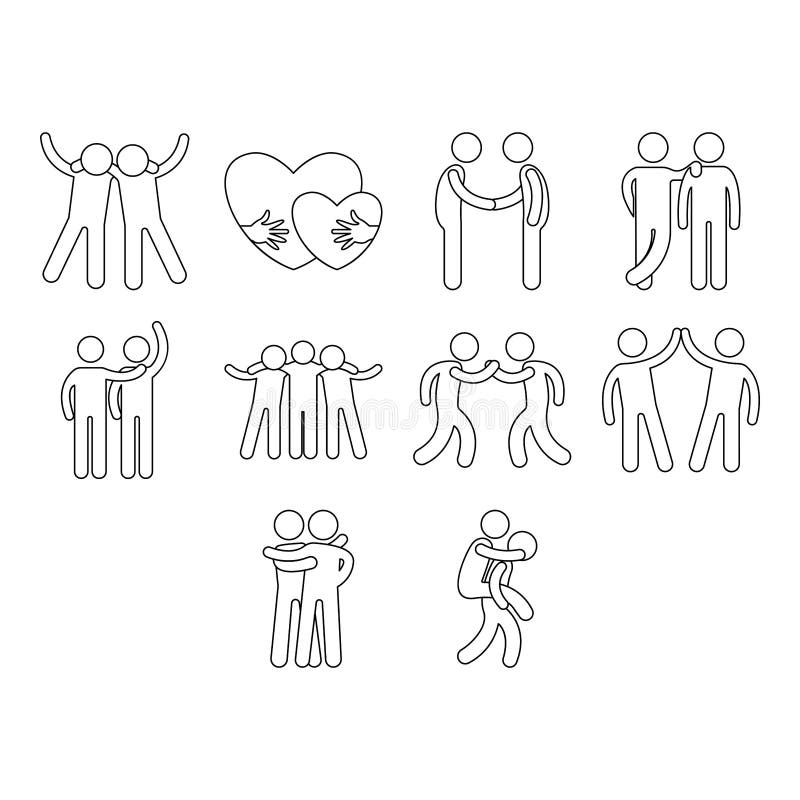 Hug icon set stock vector. Illustration of icon, collection - 250792148