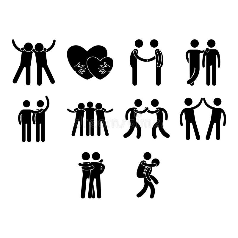 Hug icon set stock vector. Illustration of vector, simple - 254343182