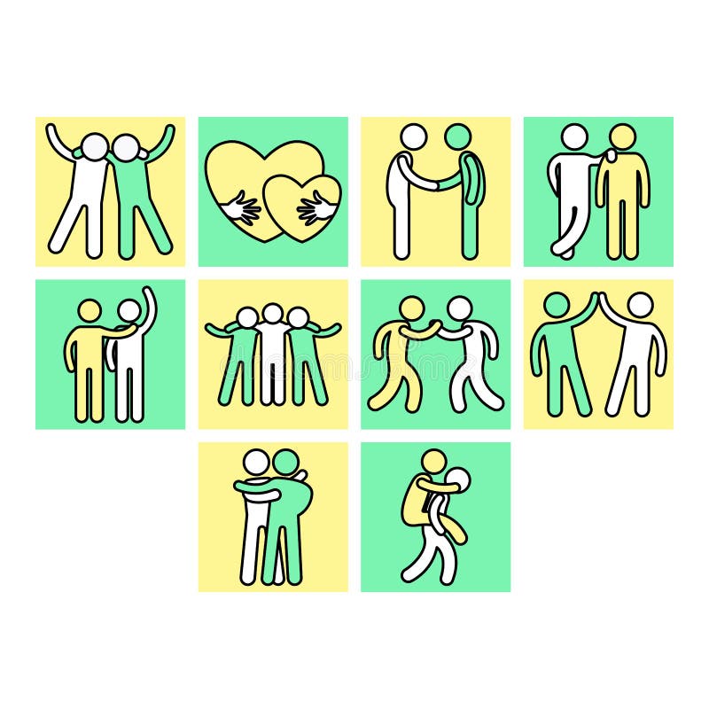 Hug icon set stock vector. Illustration of simple, stickman - 256315757