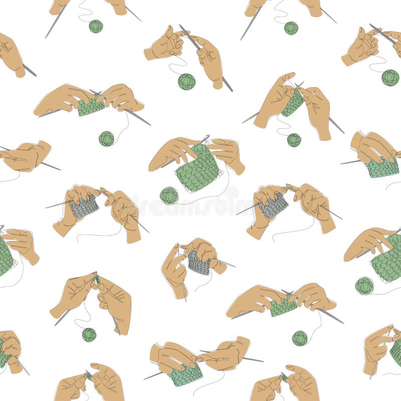 Collection. Human Hands Knit Knitting Needles and Threads. Seamless ...