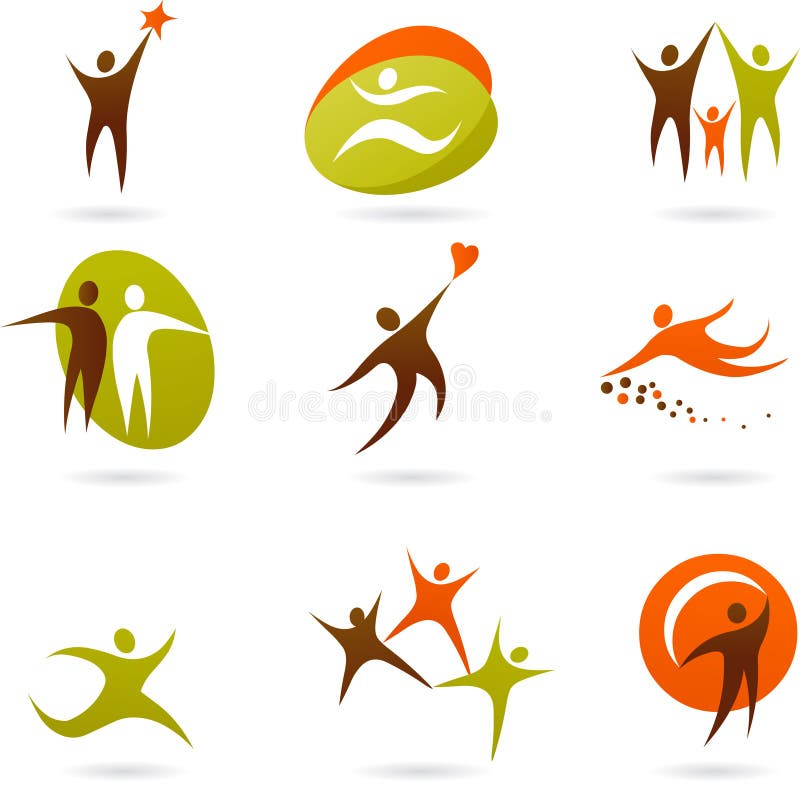 Collection of Human Icons and Logos - 3 Stock Vector - Illustration of ...