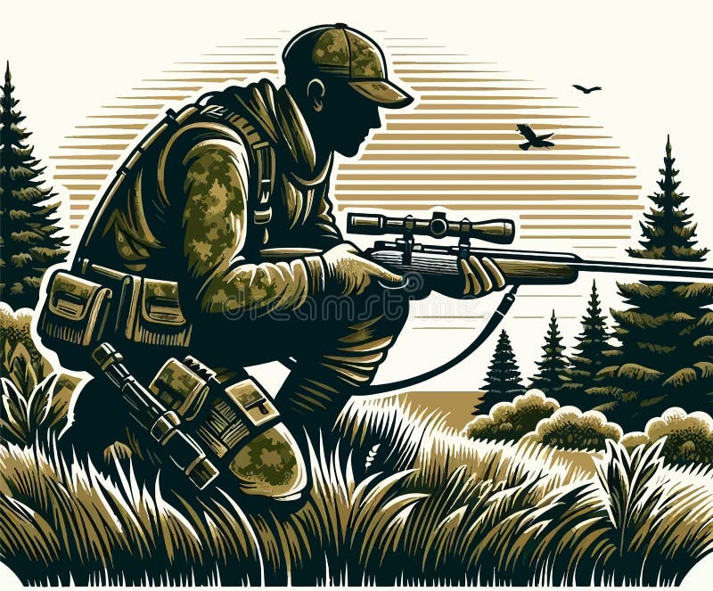 "Hunting Vector Graphics: Creative Design in Sticker Style for Logo ...