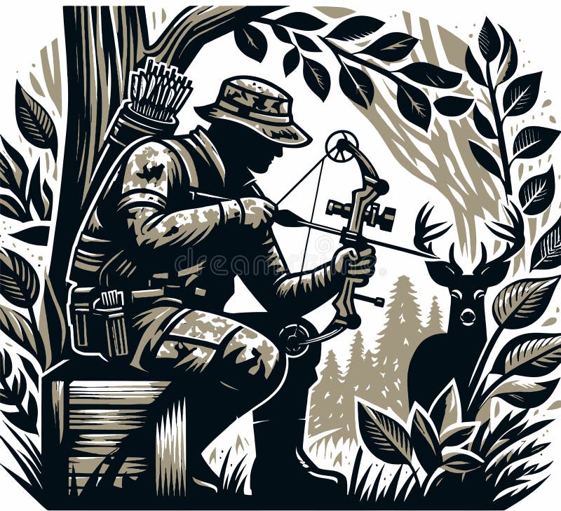 "Hunting Vector Graphics: Creative Design in Sticker Style for Logo ...