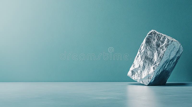 A Collection of Hyper-realistic Silver Rocks Rests on a Sleek Surface ...