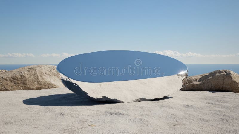 A Collection of Hyper-realistic Silver Rocks Rests on a Sleek Surface ...