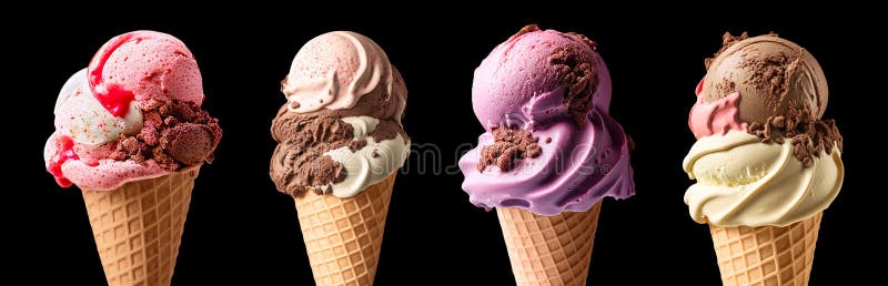 Collection of Ice Cream Cones Stock Image - Illustration of four ...