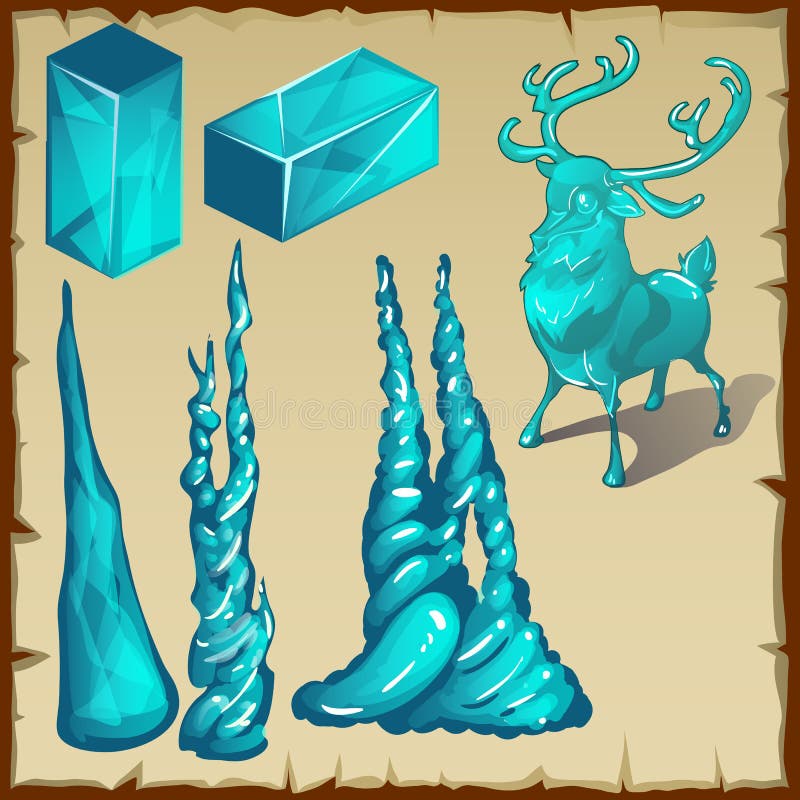 Collection of Ice Cubes and Shapes, Four Items Stock Vector ...